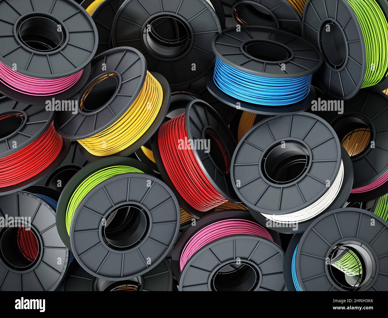 Stack of colorful 3D printer filaments. 3D illustration Stock Photo - Alamy