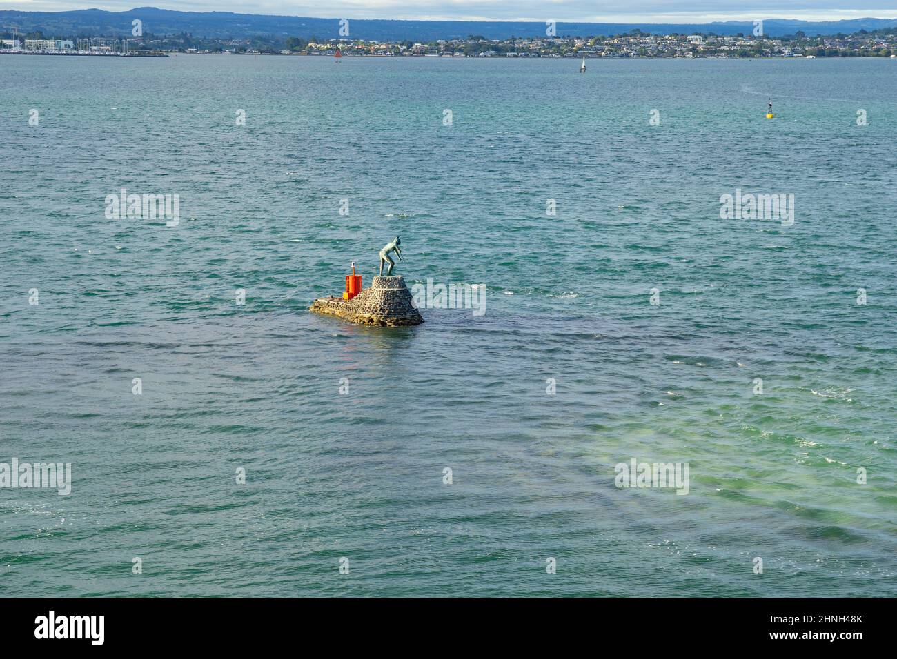 Tangaroa, mythical God of the Seas, statue in entrance to Tauranga harbour, New Zealand Stock ...