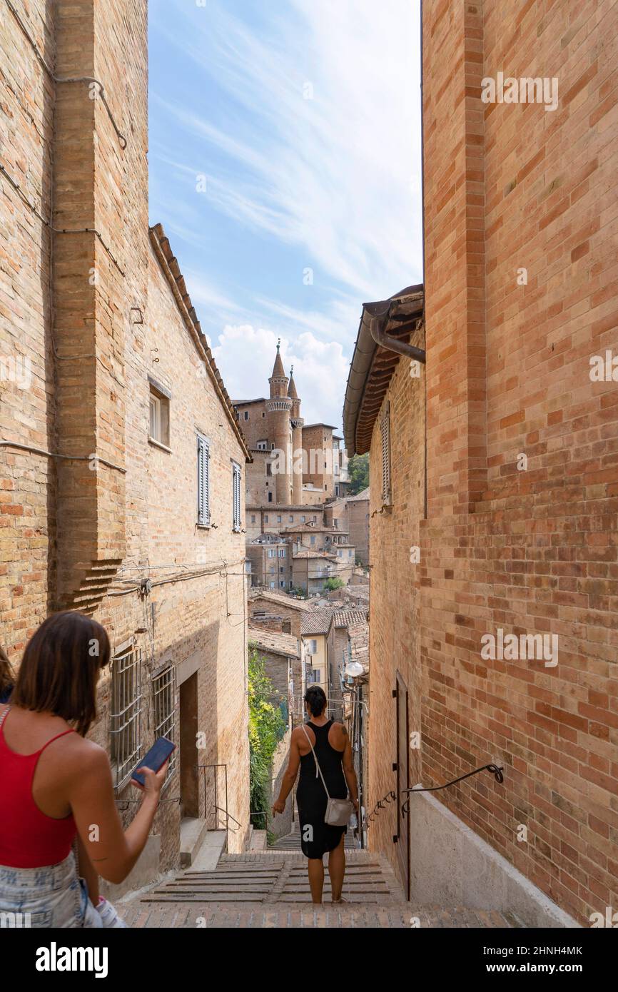 Piola San Giovanni street, Stairway, Urbino, Marche, Italy, Europe ...