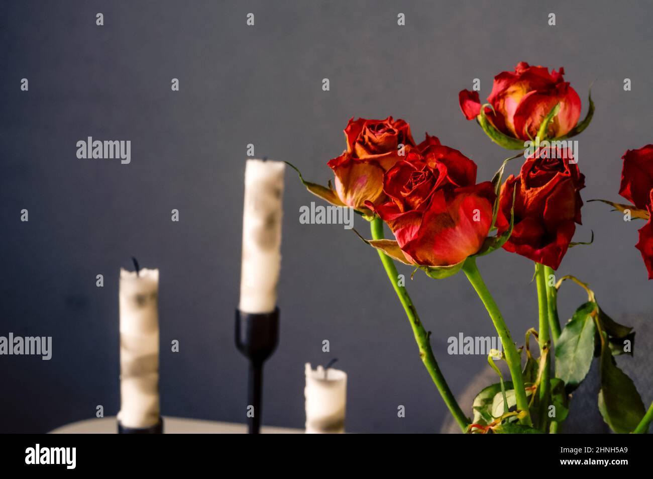 Candles and red roses hi-res stock photography and images - Alamy
