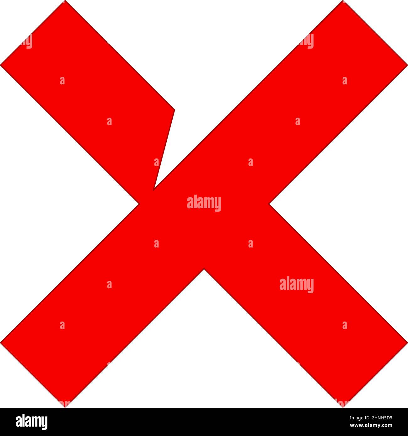 Red X sign, shape, letter. Crosshair, target mark, reticle concept icon ...