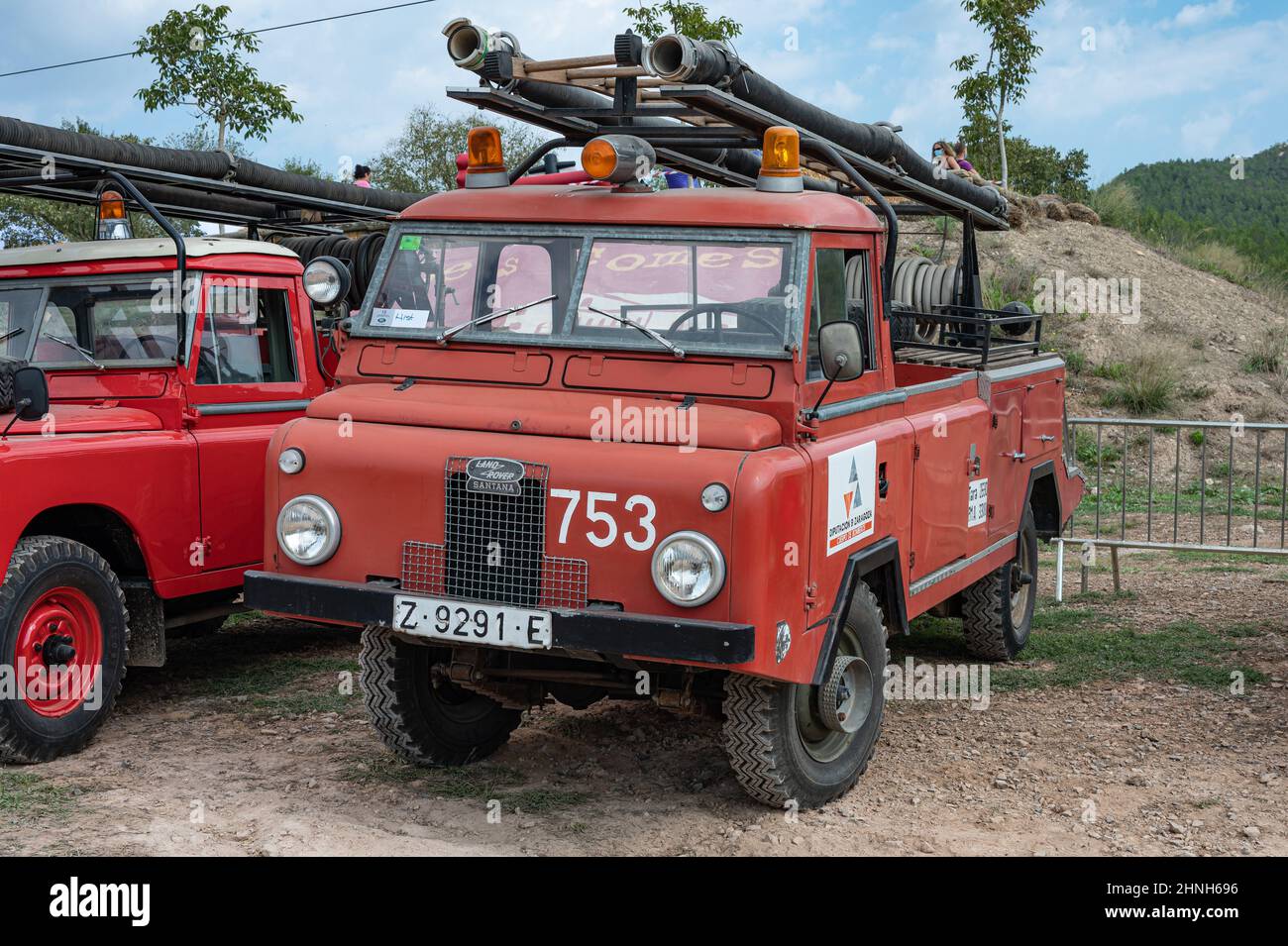 Spain, August 12, 2021: Old Fire Department Land Rover 1300 Santana ...