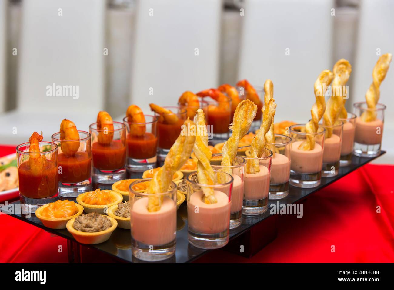 the cocktail sauce with shrimp on the buffet Stock Photo - Alamy