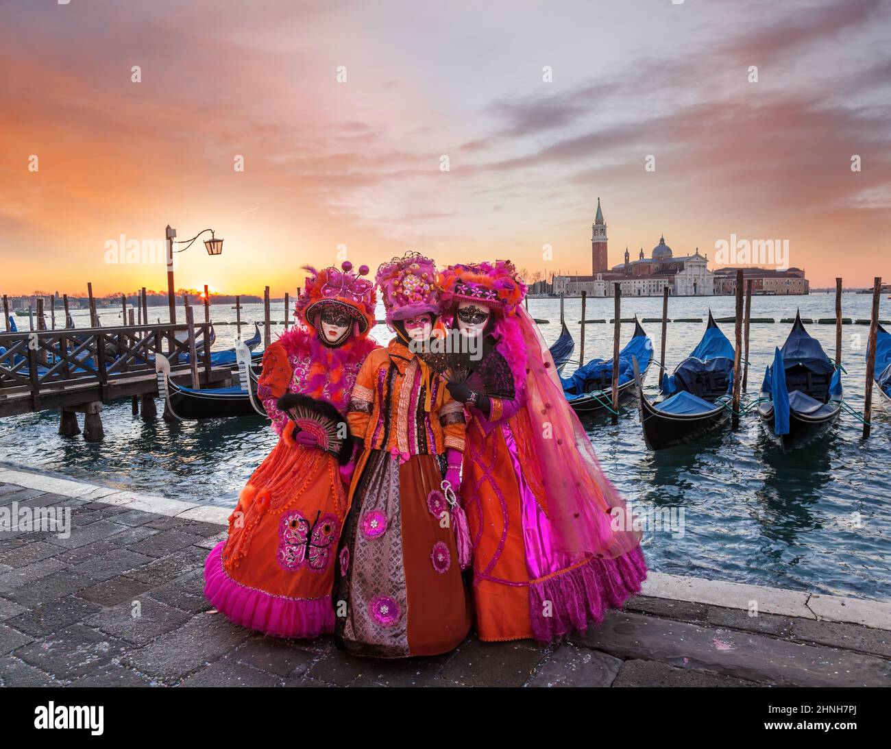 Colorful carnival masks at a traditional festival in Venice, Italy ...