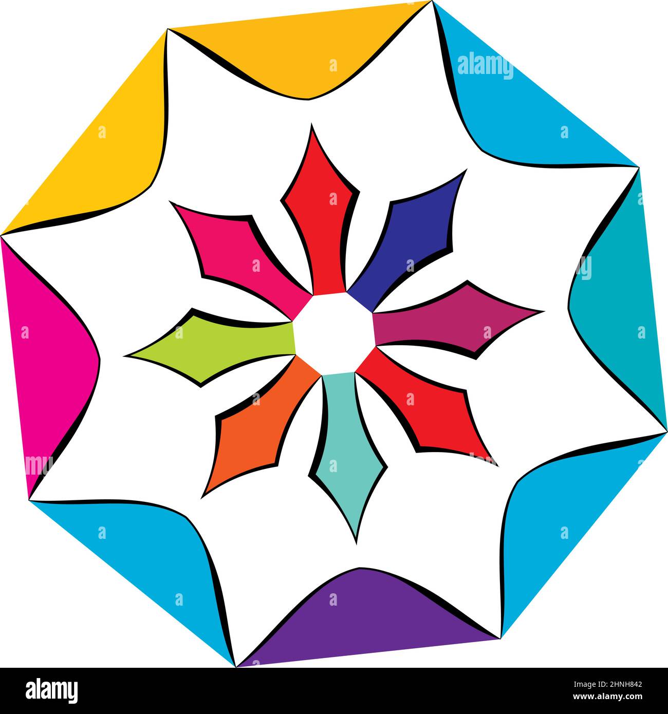 Radiating mandala. Circular geometric motif, icon, shape - stock vector ...