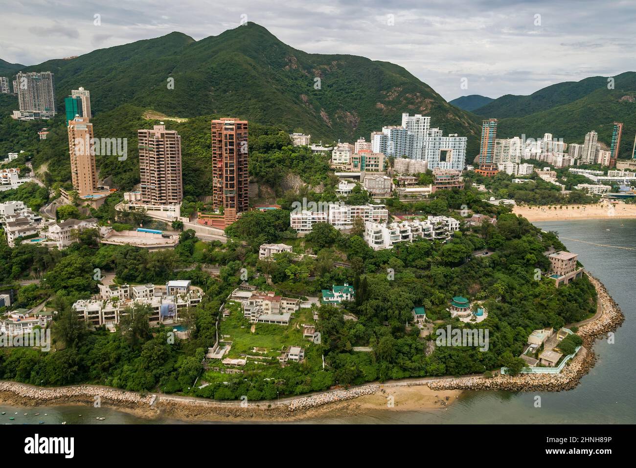 Aerial from helicopter showing the mixed residential development of ...