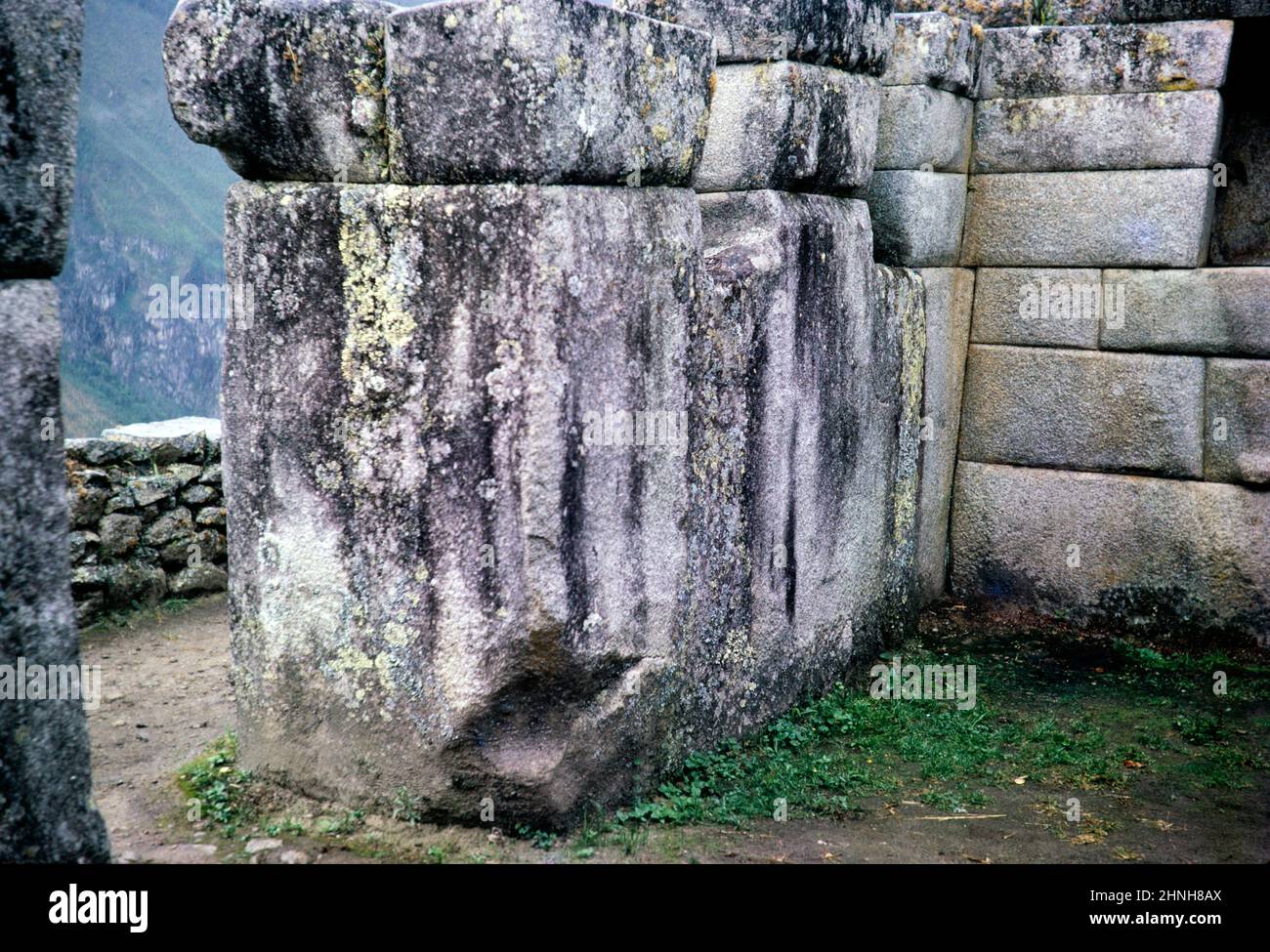 Huge blocks of stone used in Inca masonry, Machu Picchu, Peru, South ...