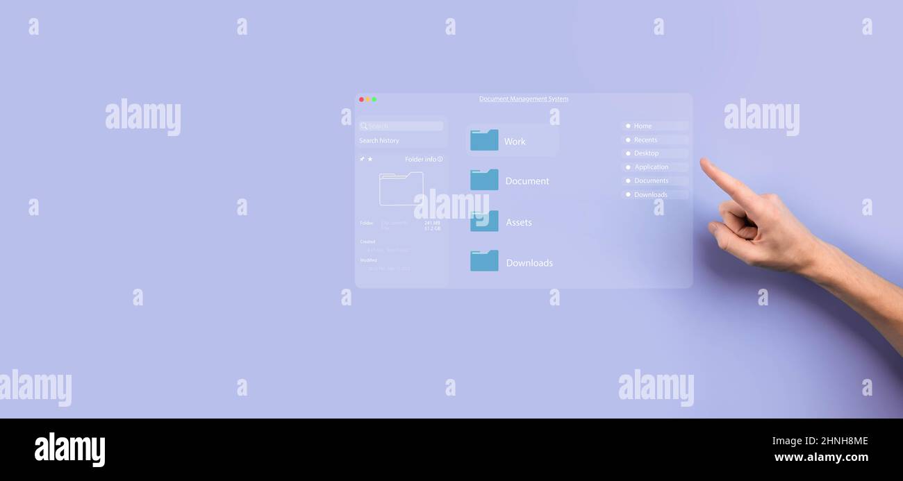 Document management concept. Virtual screen icons Document Management ...