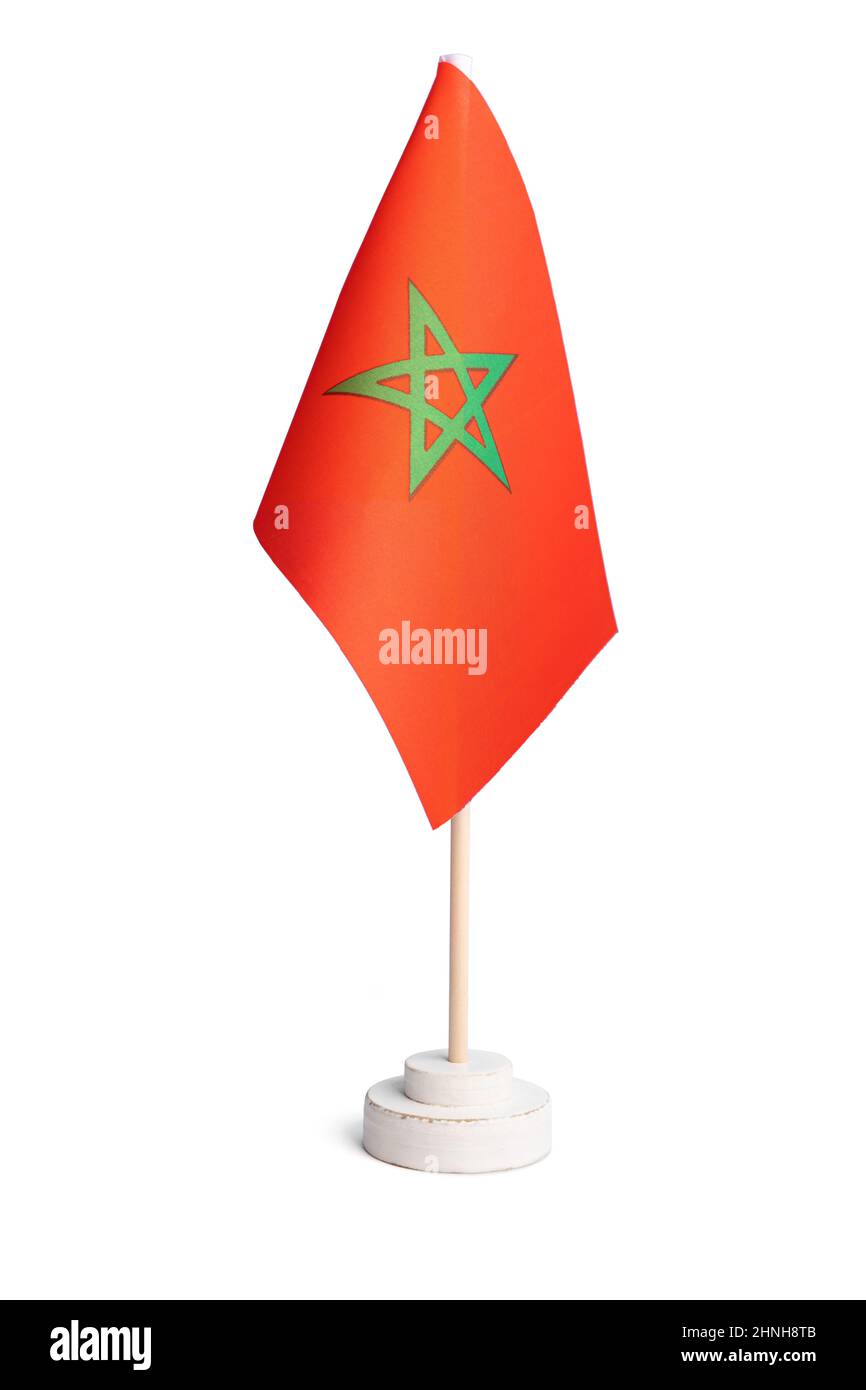 Small table flag of Morocco isolated on white background Stock Photo ...