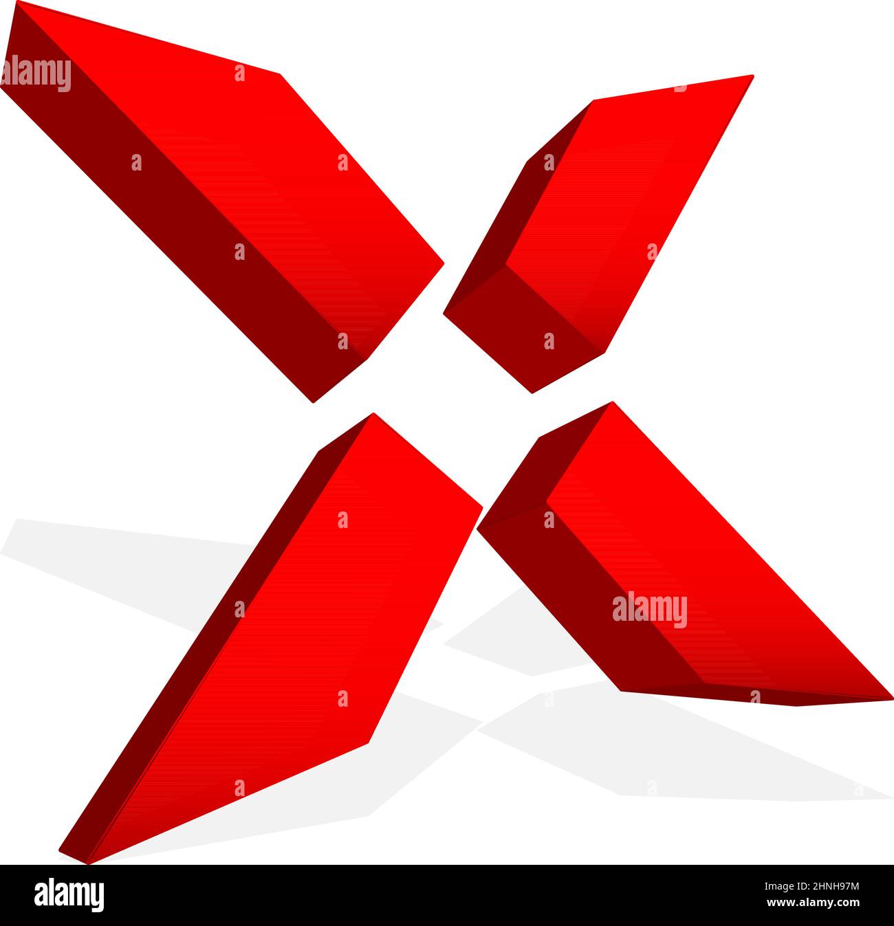 Red X sign, shape, letter. Crosshair, target mark, reticle concept icon ...