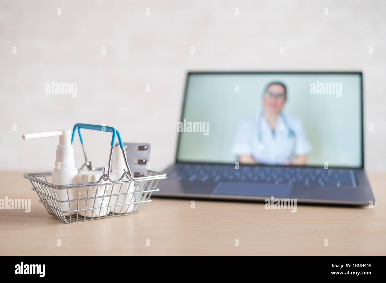 Online doctor. Medical worker at a remote consultation. A computer ...