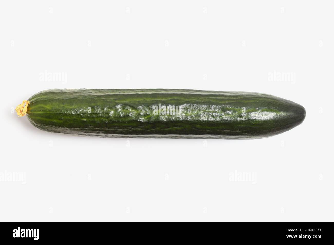 Single green long Chinese cucumber flat lay, isolated. on white ...