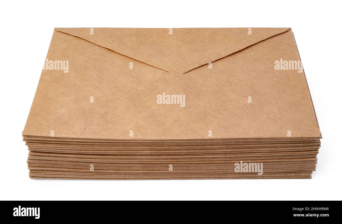 Brown craft envelope isolated on white background Stock Photo - Alamy