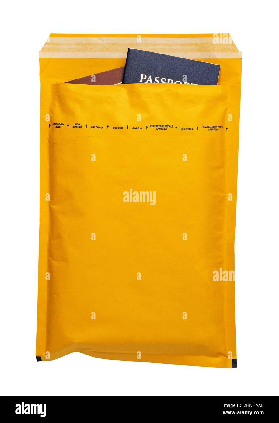 Brown envelope front and back isolated on white background. Letter top ...