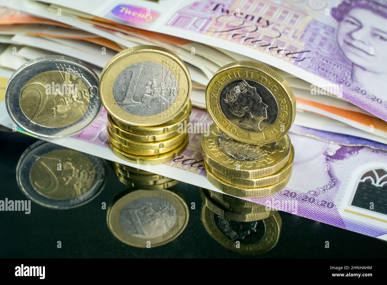 English money on black background Stock Photo - Alamy