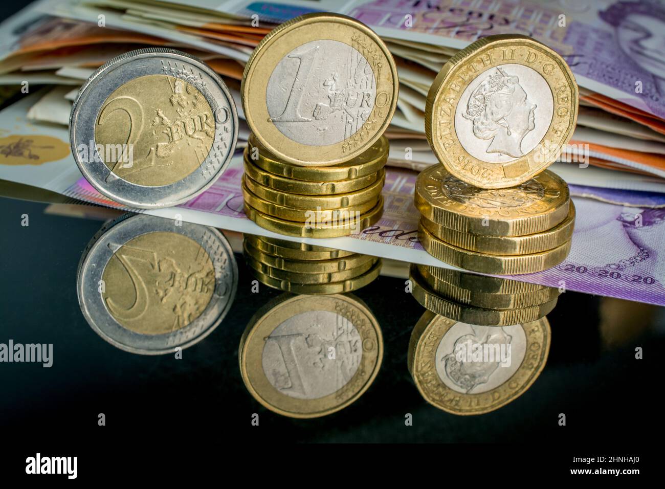 English money on black background Stock Photo - Alamy