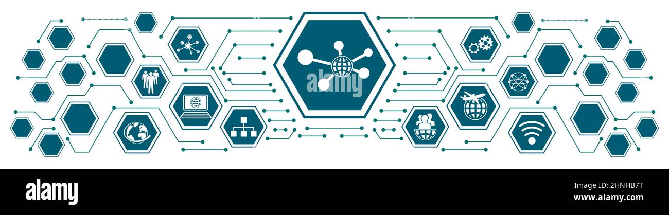 Concept of globalization with connected icons Stock Photo - Alamy