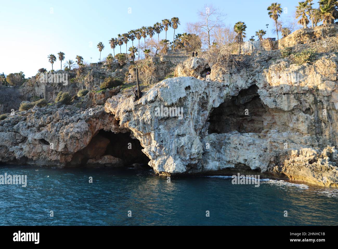 View of Karain Cave. Paleolithic archaeological site located at Yagca ...