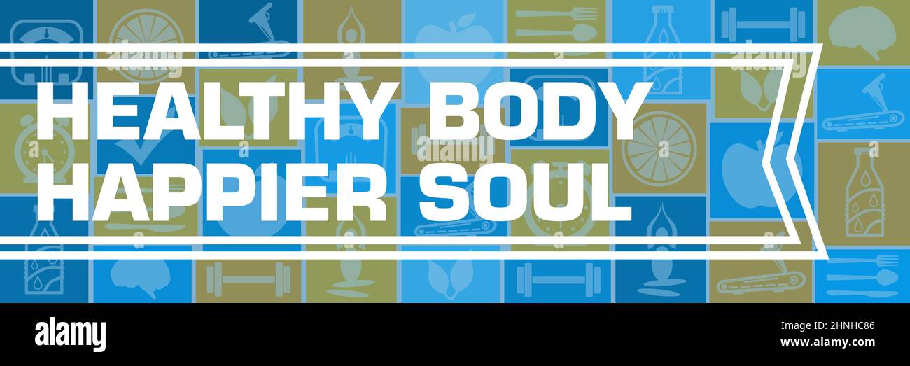 Healthy Body Happier Soul Health Symbols Blue Orange Background Border ...