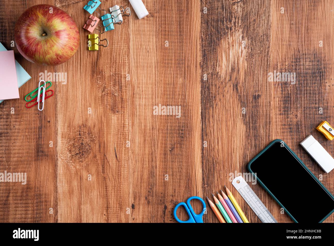 Back to school student design concept, top view of stationery over ...