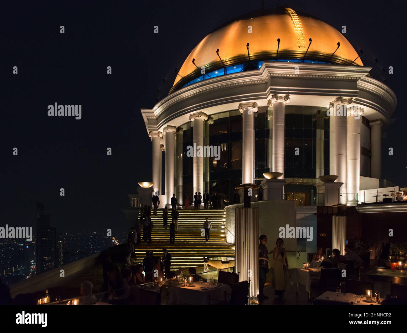 The Globe at Lebua State Tower by night in Bangkok, Thailand. This is ...