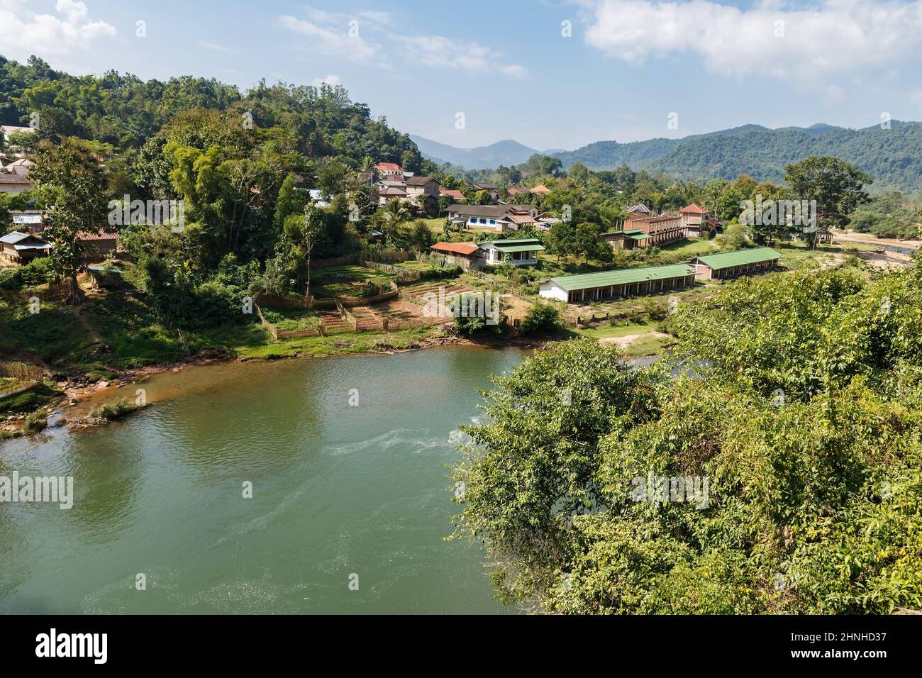 Nam Phak river and Muang La village , Oudomxay Province Laos Stock ...