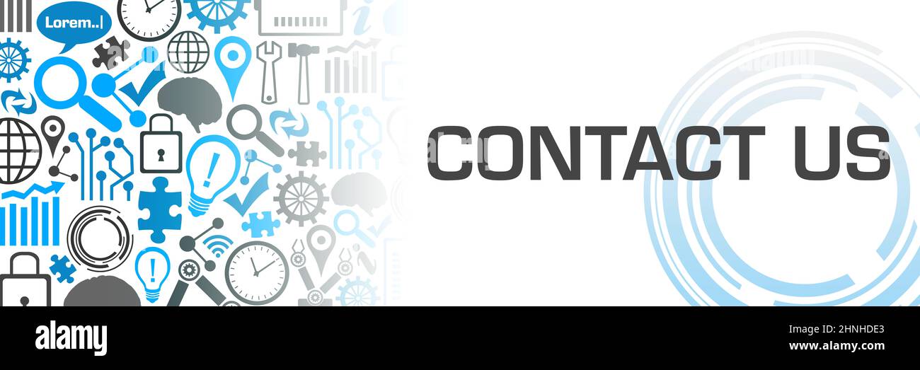 Contact Us Blue Grey Technology Symbols Texture Horizontal Stock Photo ...