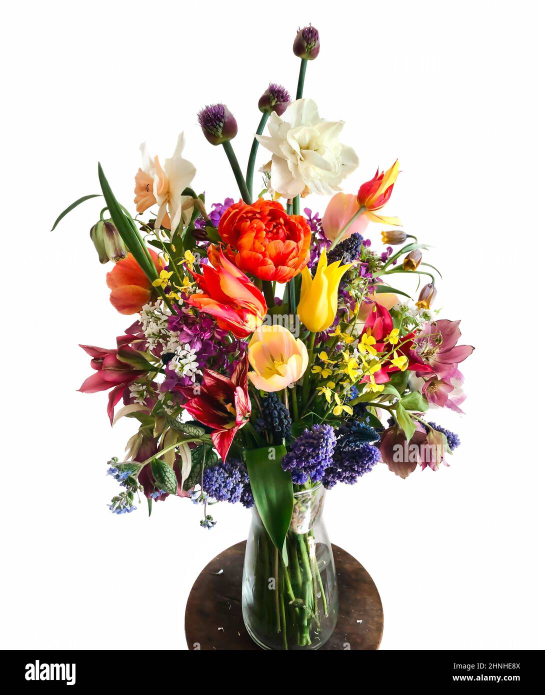 The art of flower arrangement. Bouquet of colorful garden flowers ...
