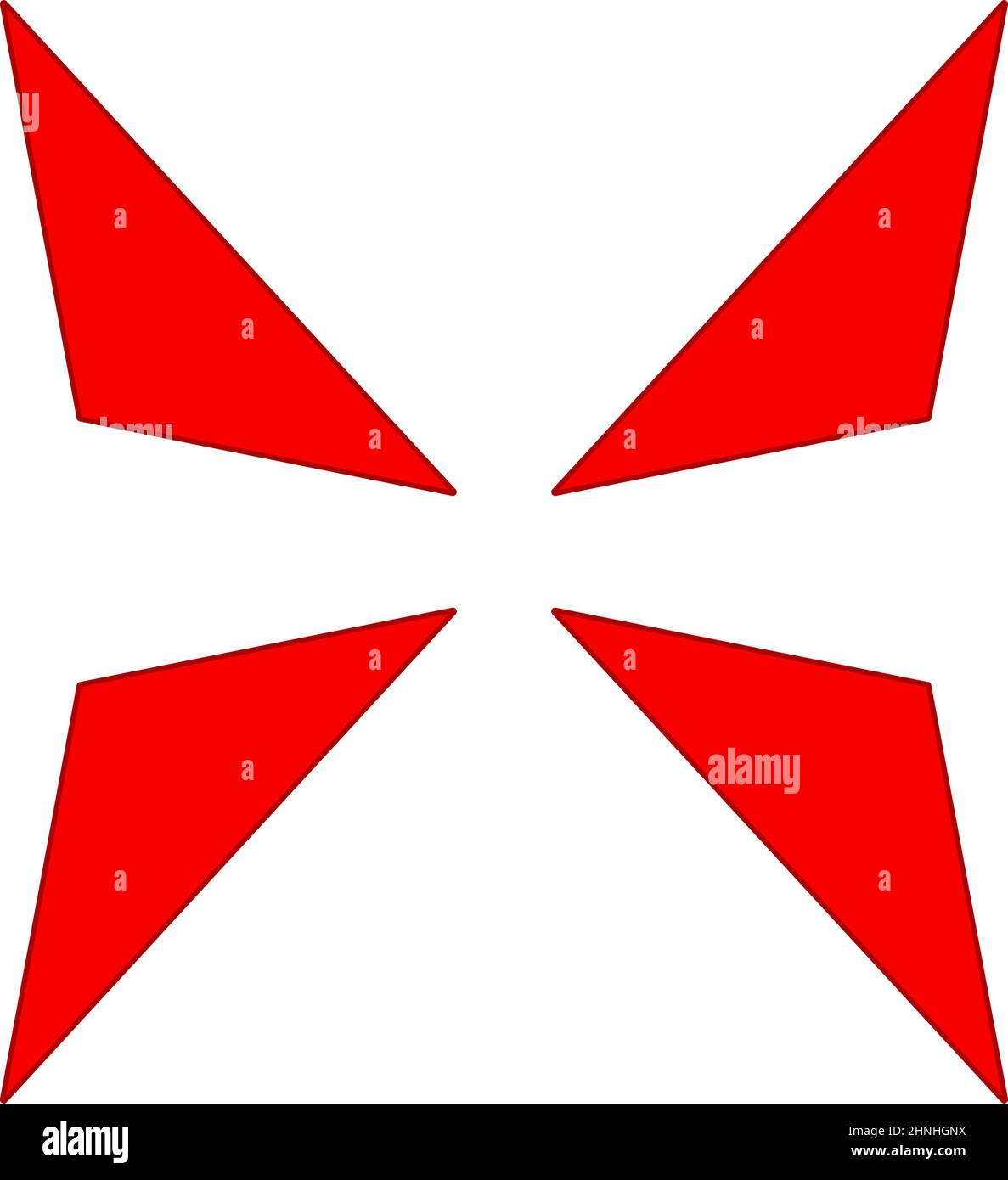 Red X sign, shape, letter. Crosshair, target mark, reticle concept icon ...