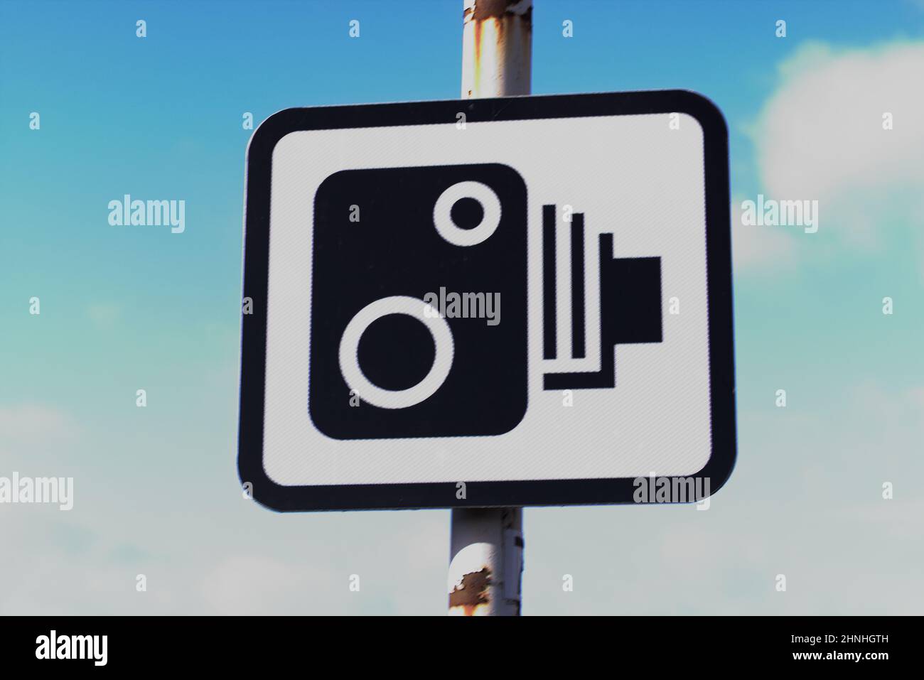 Motoring and Road Safety Concept - Close-up of a fixed speed camera ...