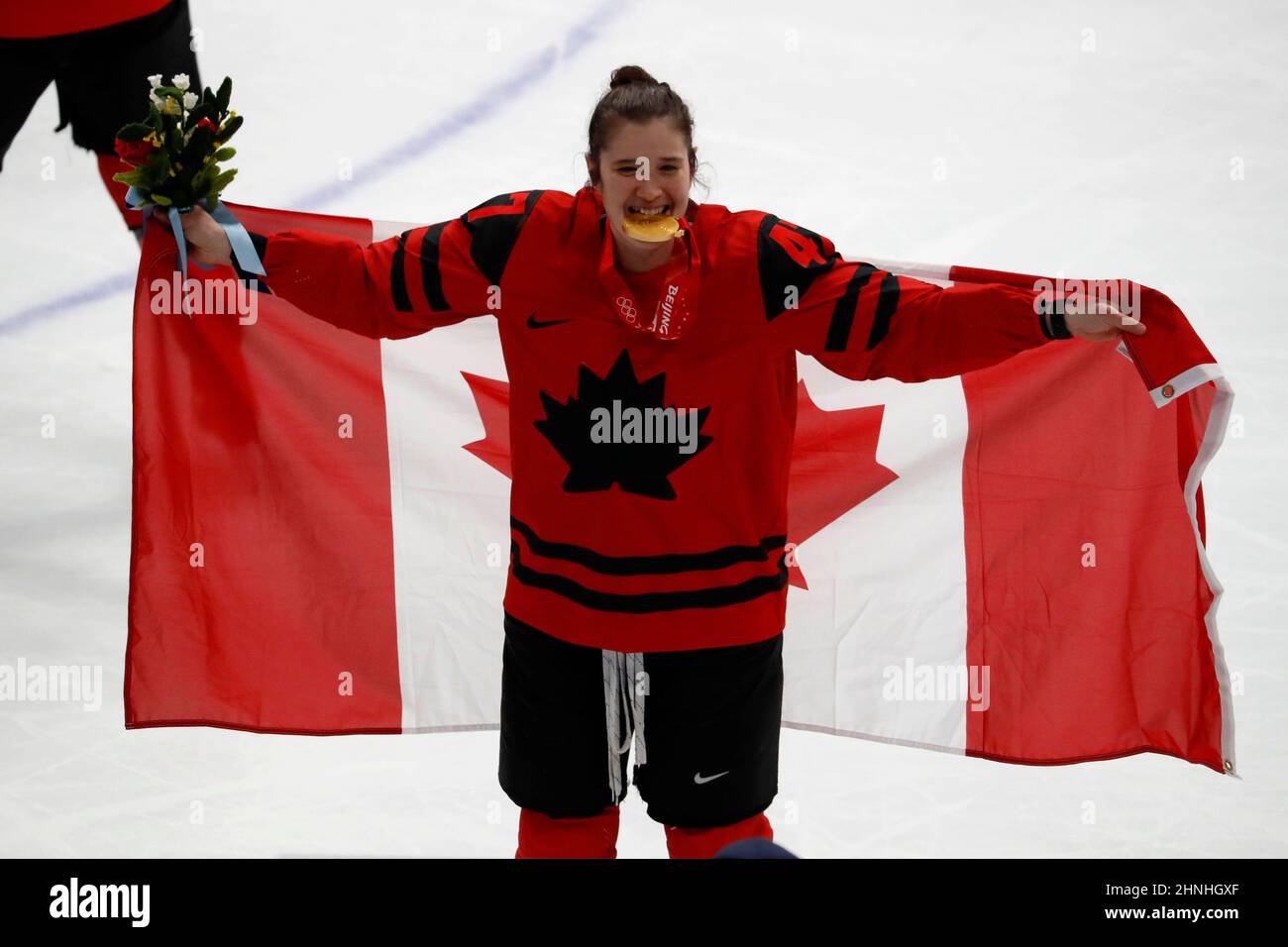 Beijing, Hebei, China. 17th Feb, 2022. Team Canada players celebrate ...