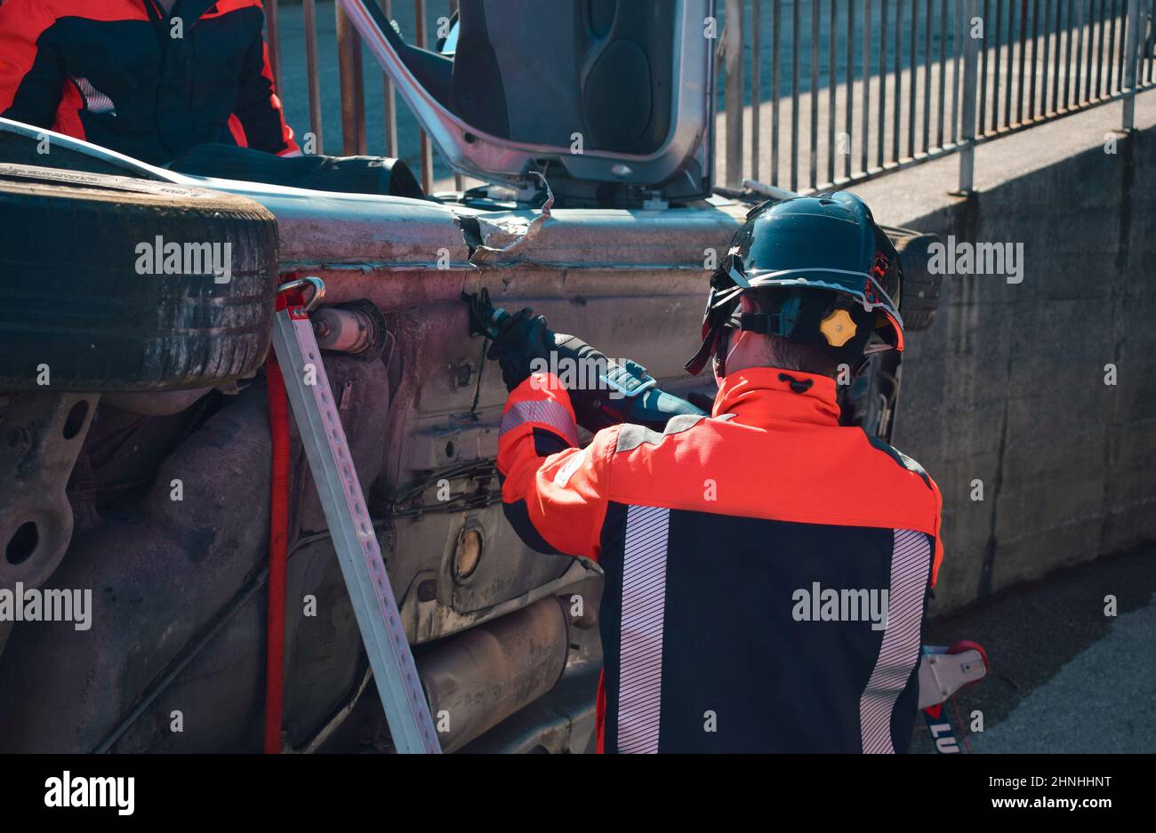 Crashed car rescuer hi-res stock photography and images - Alamy