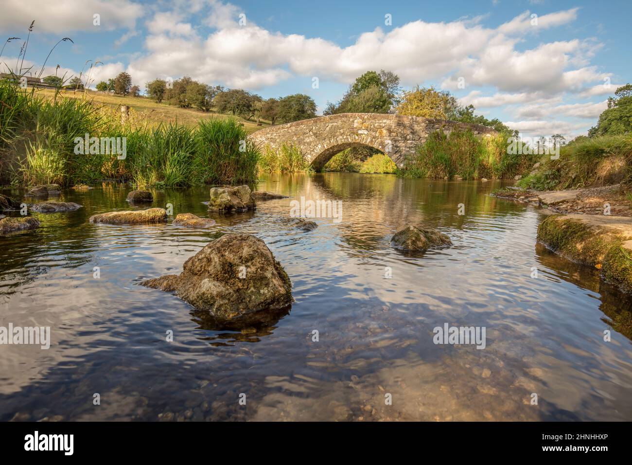 Derbyshire, river Bradford, bridge Stock Photo - Alamy