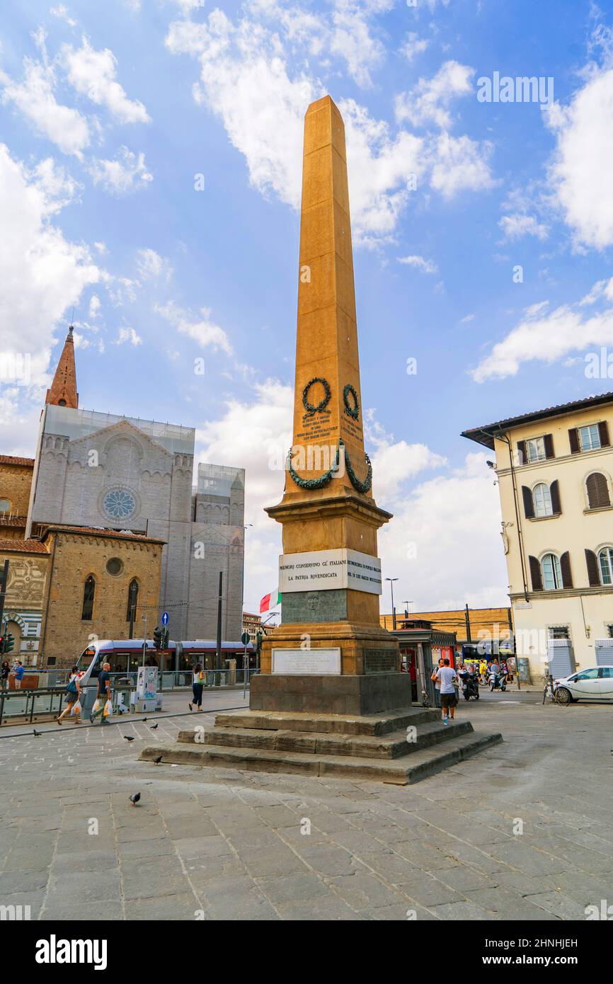 Obelisk of the Piazza dell'Unita Italiana square, Florence, Tuscany ...