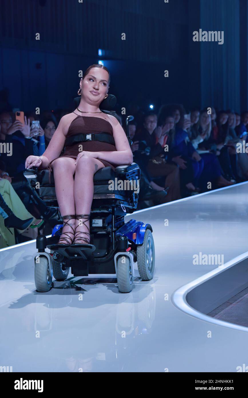 A model is seen on the runway at the PrettyLittleThing X Molly-Mae ...