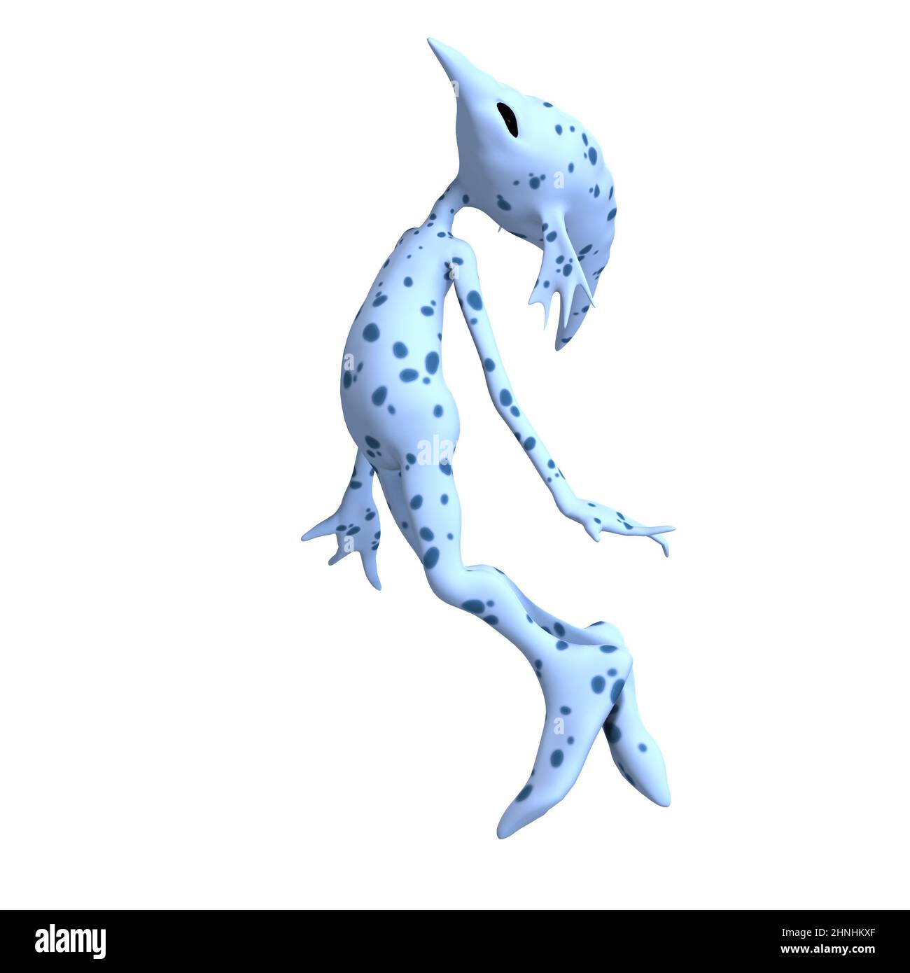 3D-illustration of a cute and funny cartoon alien lift off Stock Photo ...