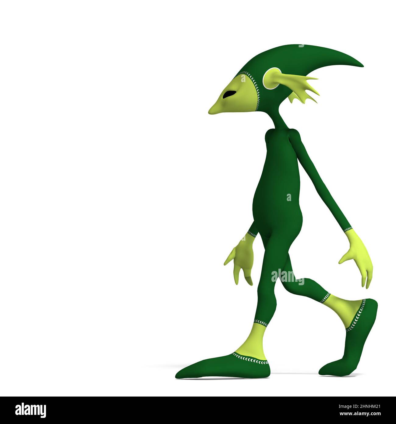 3D-illustration of a cute and funny cartoon alien walking Stock Photo ...