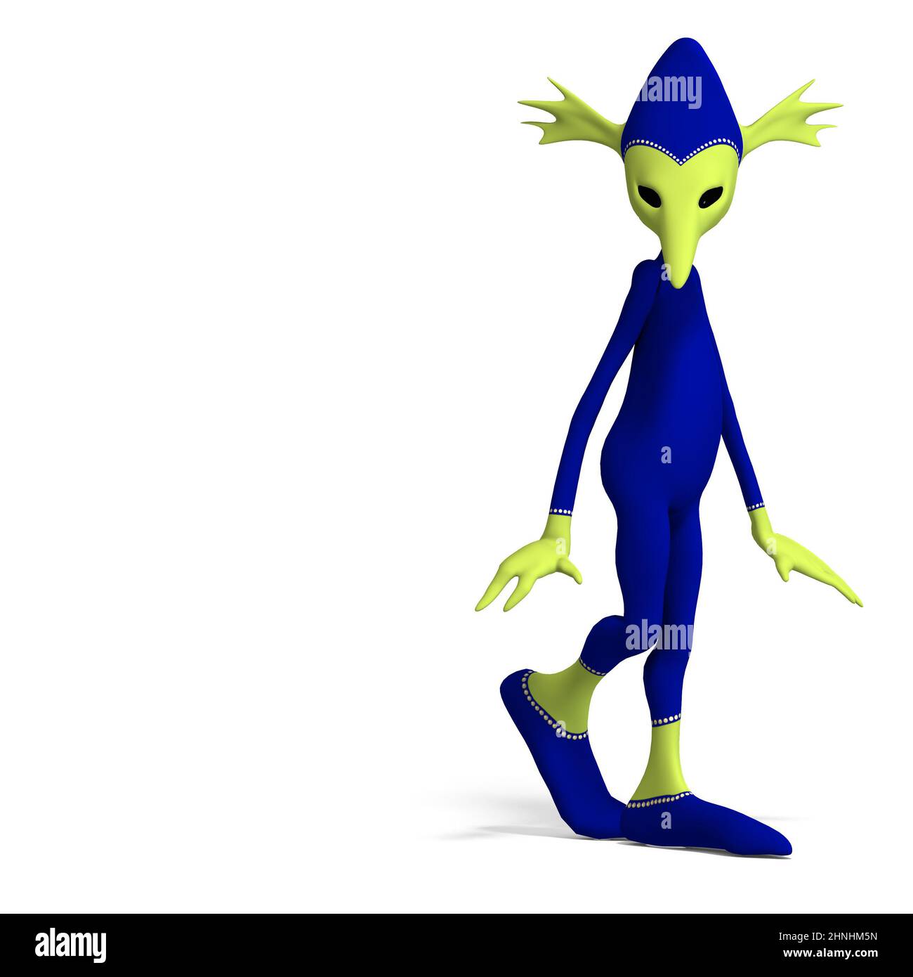 3D-illustration of a cute and funny cartoon alien walking by Stock ...