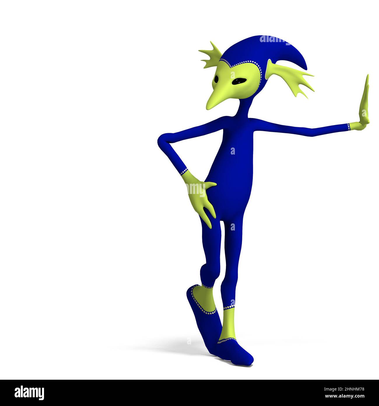 3D-illustration of a cute and funny cartoon alien leaning Stock Photo ...