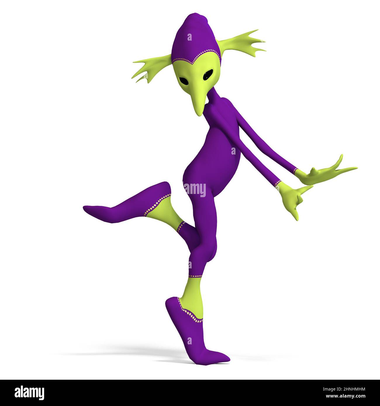 3D-illustration of a cute and funny cartoon alien dancing Stock Photo ...