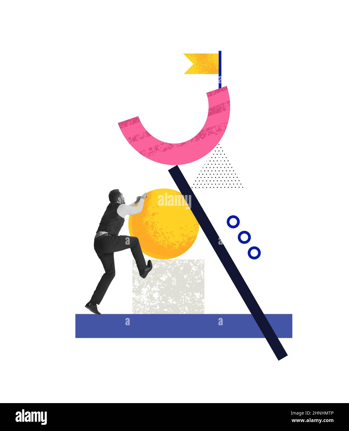 Creative design. Motivated and ambitious employee climbing upwards ...