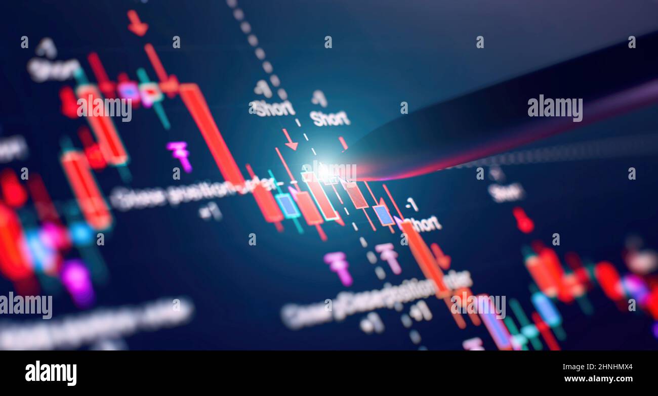 Financial chart with pen, stock analysis data for business background ...