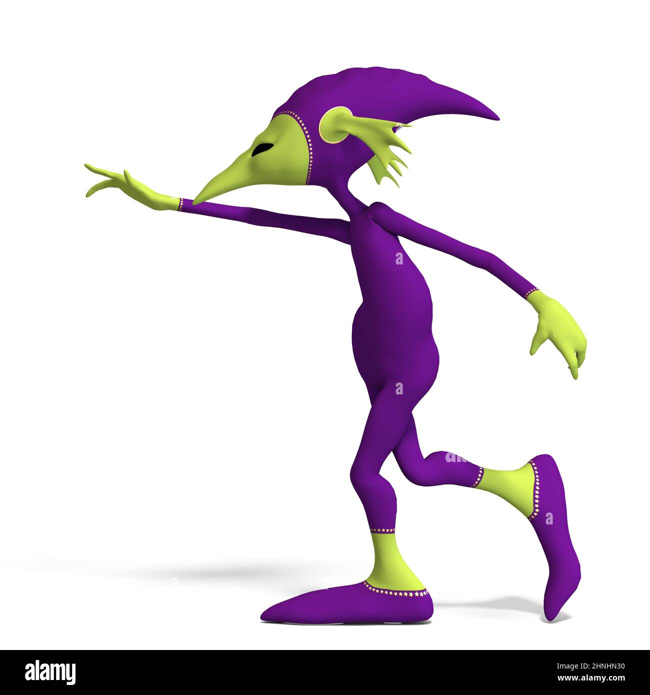 3D-illustration of a cute and funny cartoon alien reaching Stock Photo ...