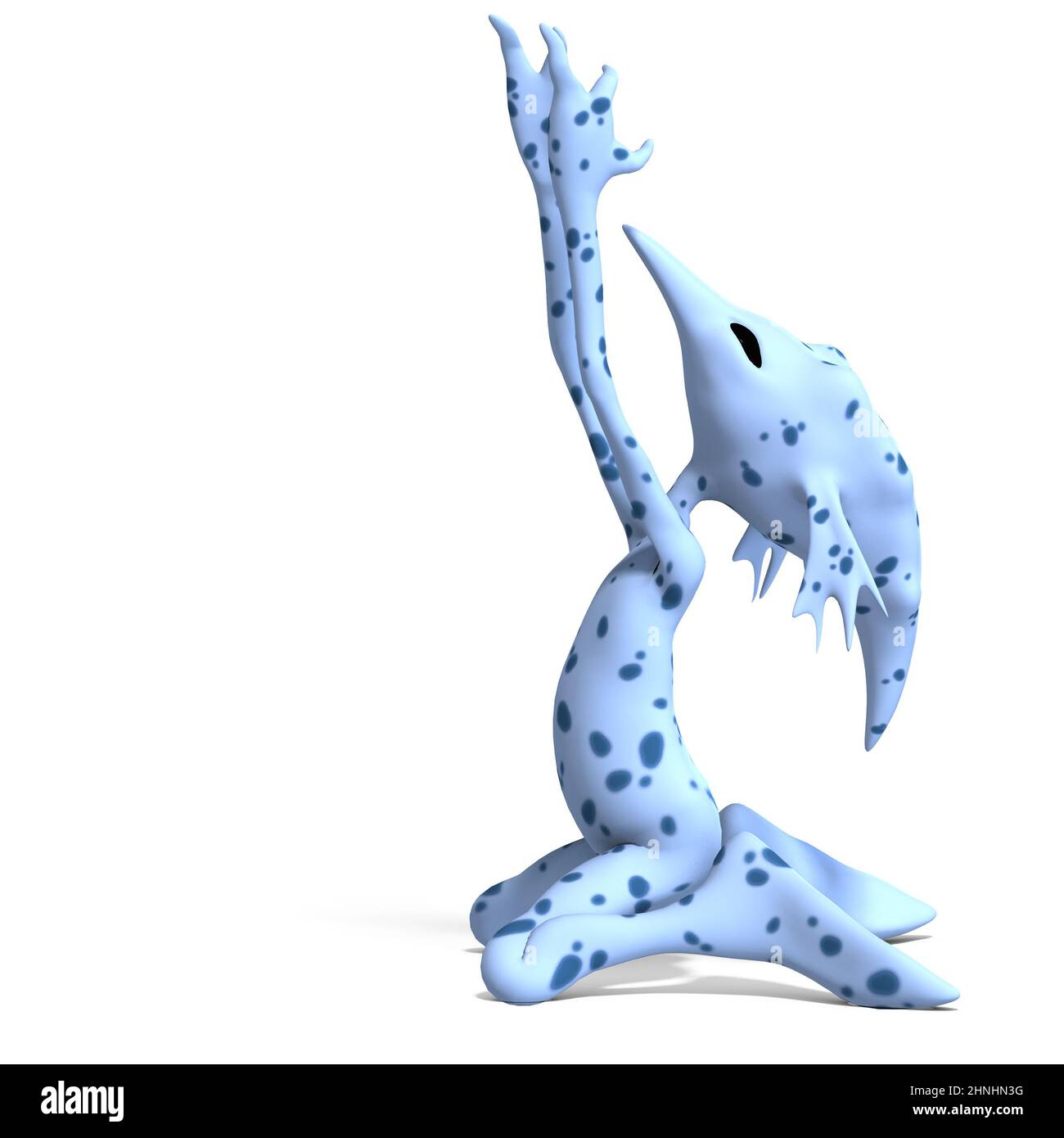 3D-illustration of a cute and funny cartoon alien worship Stock Photo ...