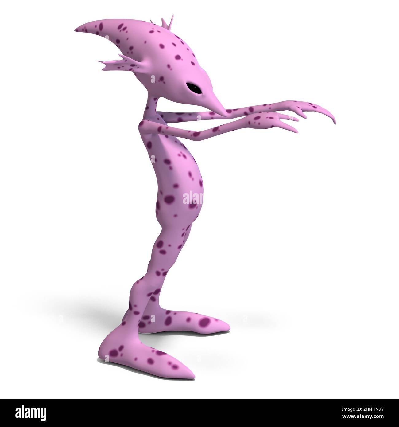 3D-illustration of a cute and funny cartoon alien strolling Stock Photo ...
