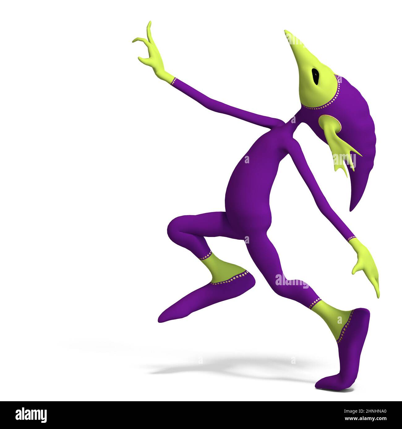 3D-illustration of a cute and funny cartoon alien dancing Stock Photo ...