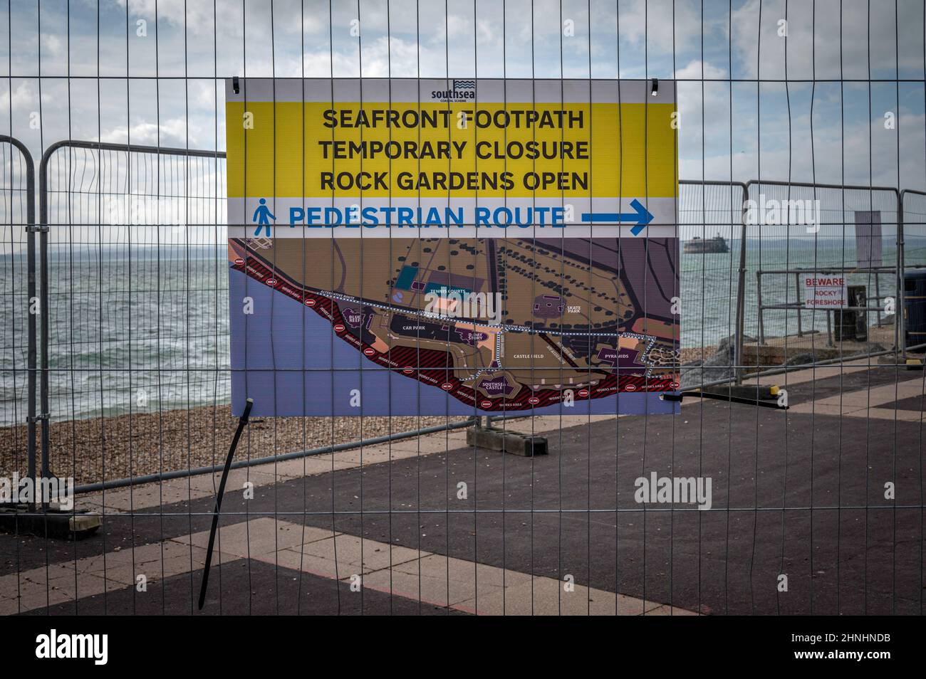 Diversion sign showing a temporary diversion for pedestrians whilst the ...