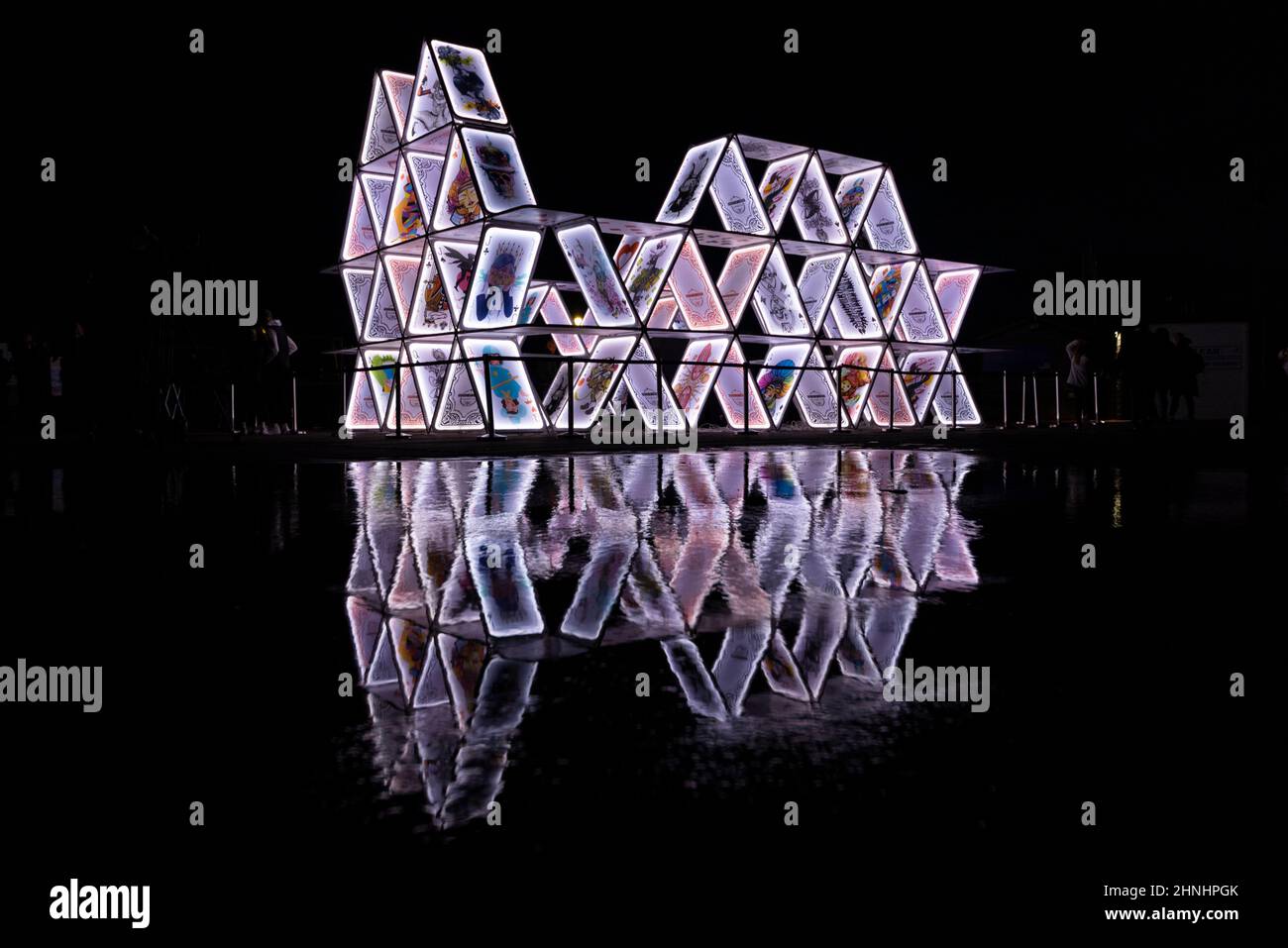 Illuminated House of Cards art installation on Southend Pier as part of ...