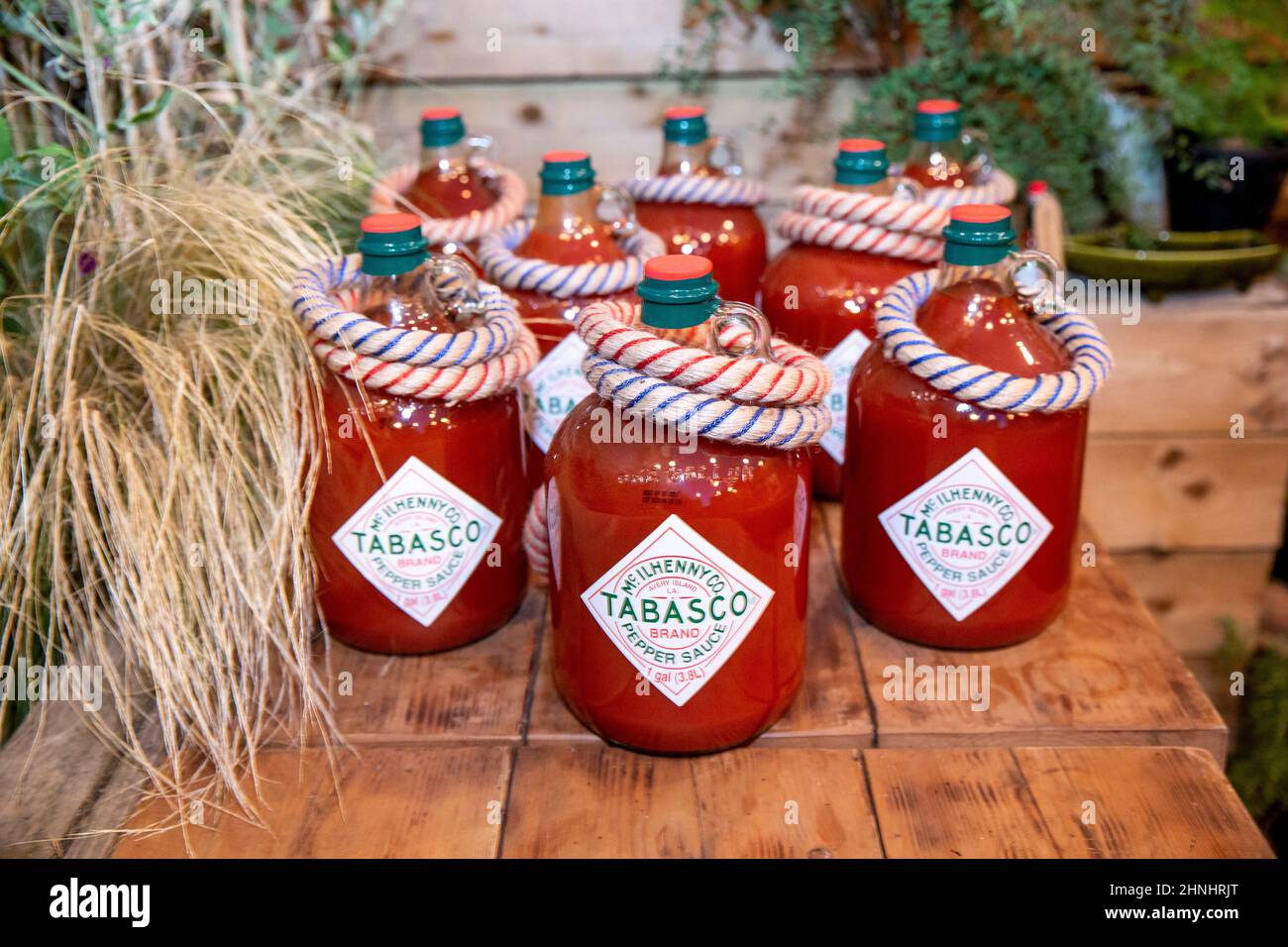 McIlhenny Tabasco Pepper Sauce Bottles Stock Photo - Alamy