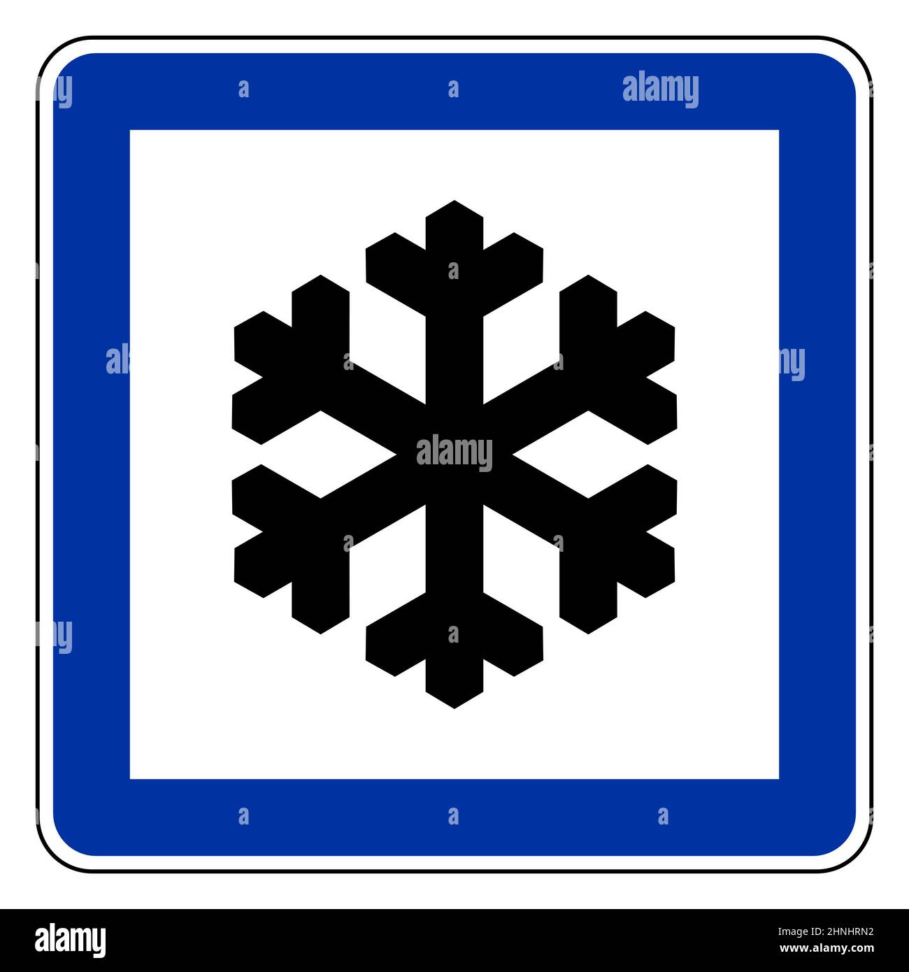 Snow flake and road sign Stock Photo - Alamy